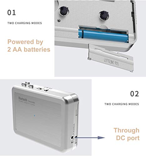 DIGITNOW! Bluetooth Walkman Cassette Player Bluetooth Transfer Personal Cassette, 3.5mm Headphone Jack and Earphones Included