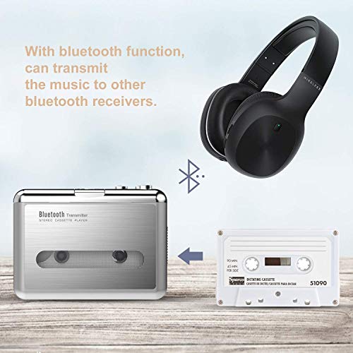 DIGITNOW! Bluetooth Walkman Cassette Player Bluetooth Transfer Personal Cassette, 3.5mm Headphone Jack and Earphones Included