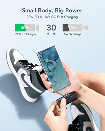 Small Portable Charger 5000mAh, Charmast Ultra-Compact 20W PD 18W QC 3.0 Fast Charging Power Bank Mini Battery Pack Compatible with iPhone 14/14 Pro Max/13/13 Pro Max, Samsung Galaxy S21, S20, S10, Mo