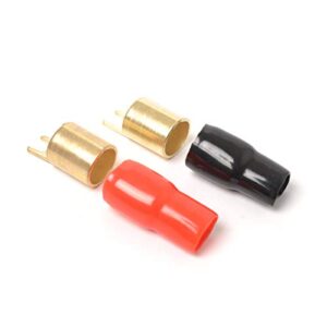 3 Pairs Copper Gold Plated 0 Gauge Spade Terminal Crimp Connectors Adapters Crimp Barrier Spades for Speaker Wire Cable Terminal Plug - 0GA (Red and Black)