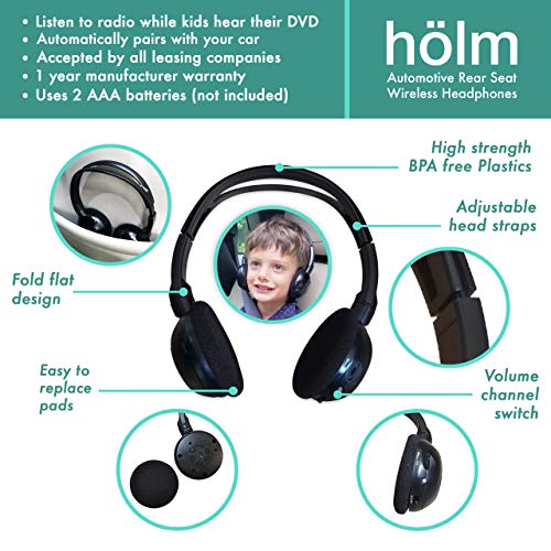 HÖLM Wireless DVD Headphones for Kids, Compatible with Chevy Tahoe, Suburban, GMC Yukon, Cadillac Escalade (2001 to 2016 Model Years)