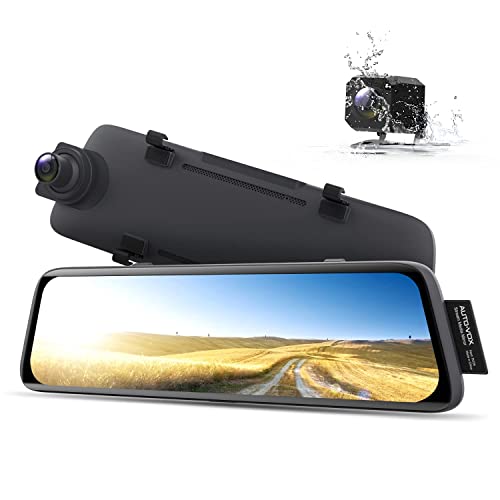 AUTO-VOX V5 Without Glare Mirror Dash Cam for Driving Safety, 9.35'' Full Laminated Ultrathin Touch Screen Rear View Mirror Camera, Dual 1080P Super Night Vision Backup Camera