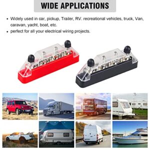 Bus Bar Battery Power Distribution Block, 4 X M6 Terminal Studs, 3 X M4 Terminal Screws, Battery Bus Bar for Car Marine Pickup Trailer RV Boat