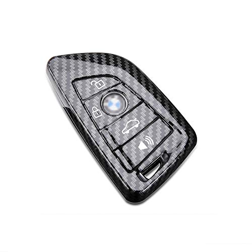 DOHON Carbon Fiber for BMW Key Fob Cover , 4 Buttons Keyless Entry Smart Remote Key Protective Case Holder, 1Pcs, Glossy Black