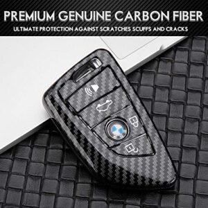 DOHON Carbon Fiber for BMW Key Fob Cover , 4 Buttons Keyless Entry Smart Remote Key Protective Case Holder, 1Pcs, Glossy Black