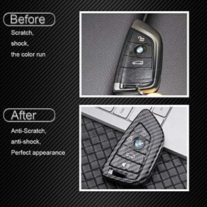 DOHON Carbon Fiber for BMW Key Fob Cover , 4 Buttons Keyless Entry Smart Remote Key Protective Case Holder, 1Pcs, Glossy Black