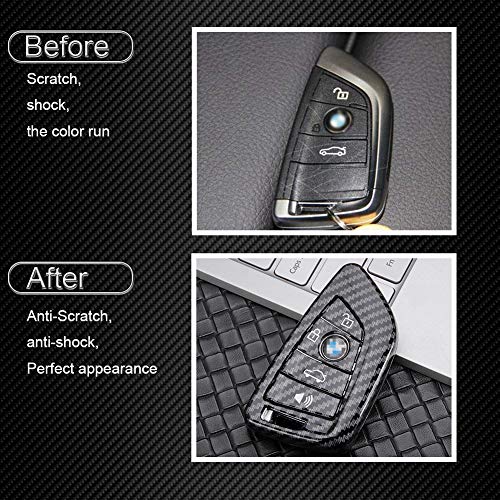 DOHON Carbon Fiber for BMW Key Fob Cover , 4 Buttons Keyless Entry Smart Remote Key Protective Case Holder, 1Pcs, Glossy Black