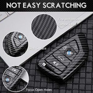 DOHON Carbon Fiber for BMW Key Fob Cover , 4 Buttons Keyless Entry Smart Remote Key Protective Case Holder, 1Pcs, Glossy Black