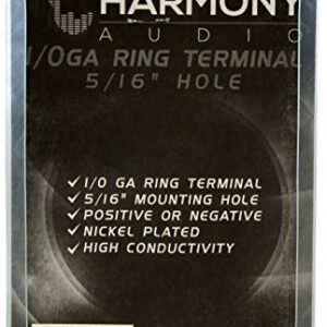 Harmony Audio HA-RT0 Car Stereo Power or Ground 1/0 Gauge 5/16" Ring Terminal Screw Set Heavy Duty- Nickel Plated