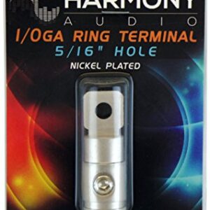 Harmony Audio HA-RT0 Car Stereo Power or Ground 1/0 Gauge 5/16" Ring Terminal Screw Set Heavy Duty- Nickel Plated