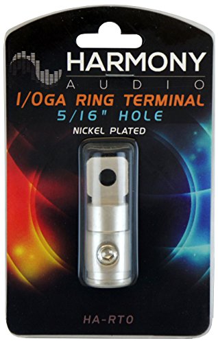 Harmony Audio HA-RT0 Car Stereo Power or Ground 1/0 Gauge 5/16" Ring Terminal Screw Set Heavy Duty- Nickel Plated