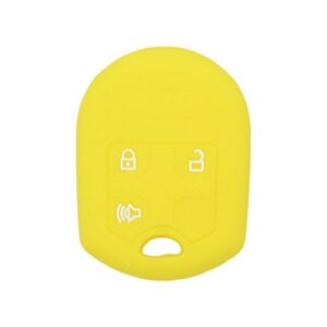 segaden silicone cover protector case holder skin jacket compatible with ford lincoln mercury 3 button remote key fob cv2709 yellow