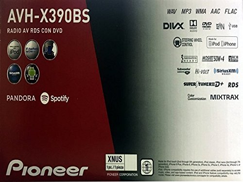 Pioneer AVH-X390BS Double Din Bluetooth in-Dash DVD/CD/Am/FM Car Stereo Receiver with 6.2 Inch Wvga Screen/Sirius Xm-Ready