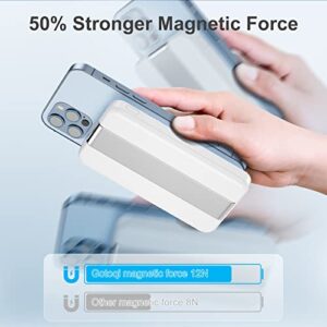 Gotoqi Mag Safe Battery Pack - 5000mAh Magnetic Wireless Portable Charger, Foldable Wireless Power Bank Stand for MagSafe Battery PD 20W Fast Charging for Apple iPhone 14 13 12 Pro Max Mini Plus