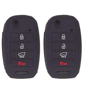 wfmj 2pcs black silicone remote smart 4 buttons flip key cover bag for kia sorento carens forte rio soul optima sportage