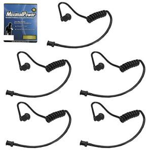 maximalpower twist on replacement black coiled acoustic tube for two-way radio surveillance and listen only earpiece (5 pack)