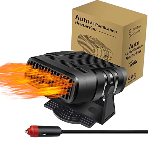 12V Car Heater Defroster,Upgraded 2 in 1 Auto Car Windshield Heater Cooling Fan Auto Defogger 360° Rotatable Fast Heating Quickly Defrost