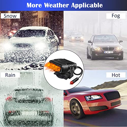 12V Car Heater Defroster,Upgraded 2 in 1 Auto Car Windshield Heater Cooling Fan Auto Defogger 360° Rotatable Fast Heating Quickly Defrost