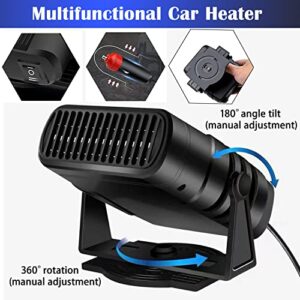 12V Car Heater Defroster,Upgraded 2 in 1 Auto Car Windshield Heater Cooling Fan Auto Defogger 360° Rotatable Fast Heating Quickly Defrost