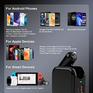 SAUNORCH USB C Car Charger Block, Cigarette Lighter Adapter and USB Wall Phone Charger W/ 2 in 1 Foldable Plug 20W Type C PD &18W QC 3.0 Charger Fast Charging for iPhone 14/13/12/11/XR,iPad, Samsung