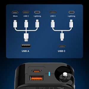 SAUNORCH USB C Car Charger Block, Cigarette Lighter Adapter and USB Wall Phone Charger W/ 2 in 1 Foldable Plug 20W Type C PD &18W QC 3.0 Charger Fast Charging for iPhone 14/13/12/11/XR,iPad, Samsung