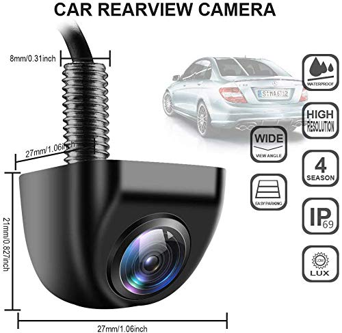 Backup Camera for Car IP69K Waterproof Rear View Camera 170° Super Wide Angle Vehicle Reverse Camera HD Night Vision Universal Car Camera for Truck SUV RV Van (Black)