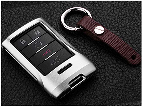 Royalfox 4 5 6 Buttons Luxury Aluminum Metal Key Fob case Cover for Cadillac SRX DTS STS XTS CTS Escalade ,Chevrolet C7 Corvette Silver