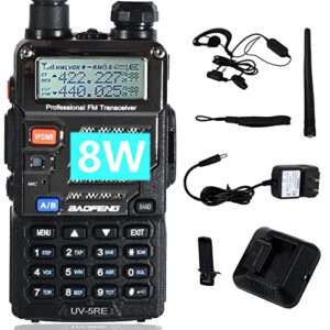 baofeng uv-5re 8w ham radio,uhf vhf radio dual band with 2800mah li-ion battery portable walkie talkies amateur portable radio transceiver with includes full kit