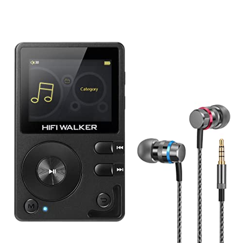 HIFIWALKER Hires Audio Bluetooth MP3 Player with High Resolution Wired Earbuds A2, 3.5mm Jack