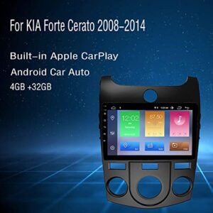 Android 12 Car Stereo Radio Player IPS GPS Navigation Built-in Wireless CarPlay Bluetooth Head Unit Supports Full RCA Backup Camera WiFi DVR TPMS for KIA Forte Cerato 2008 - 2014