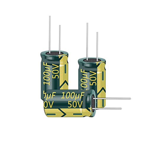 Cermant 100pcs 50V 100UF Capacitor 6X12mm(0.24x0.47in) High Frequency Aluminum Electrolytic Capacitors for TV, LCD Monitor, Radio, Stereo, Game