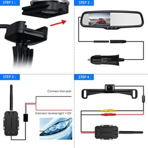 AUTO-VOX T1400 Upgrade Wireless Backup Camera for Car/Trucks, No Wiring, No Interference, OEM Look Rear View Mirror Camera Monitor with IP 68 Waterproof Super Night Vision Back Up Camera