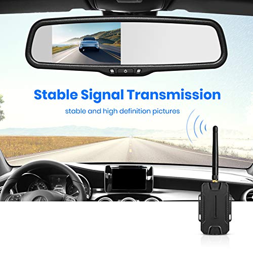 AUTO-VOX T1400 Upgrade Wireless Backup Camera for Car/Trucks, No Wiring, No Interference, OEM Look Rear View Mirror Camera Monitor with IP 68 Waterproof Super Night Vision Back Up Camera