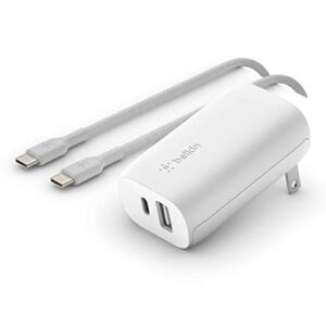 belkin usb c wall charger 32w c to c cable included pd with 20w usb c & 12w usb a ports for usb-c power delivery