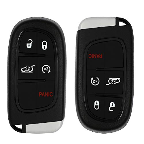 SCITOO 2pcs Keyless Entry Remote Key Fob SHELL CASE Replacement for Jeep for Cherokee 2014-2019 FCC GQ4-54T GQ454 5 Buttons Uncut Car Key