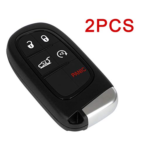 SCITOO 2pcs Keyless Entry Remote Key Fob SHELL CASE Replacement for Jeep for Cherokee 2014-2019 FCC GQ4-54T GQ454 5 Buttons Uncut Car Key