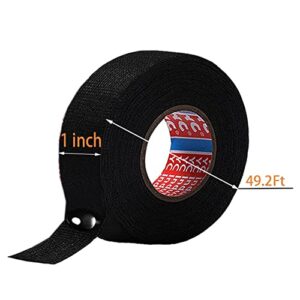 Seigun 2 Rolls Wire Loom Harness Tape, Wiring Harness Cloth Tape, Black Adhesive Fabric Tape for Automobile Electrical Wire harnessing Noise Damping Heat Proof 25 mm X 15m