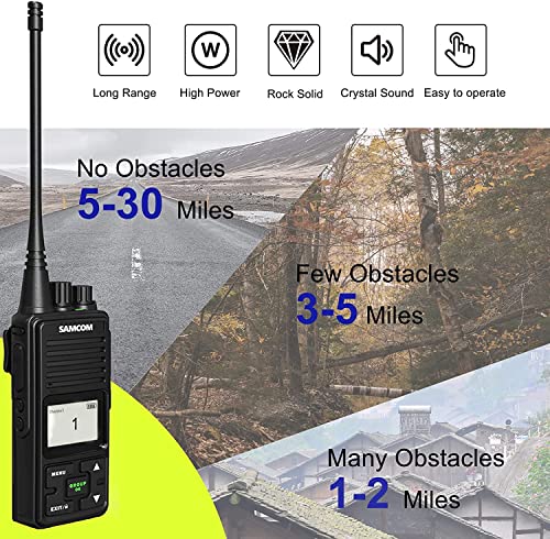 SAMCOM FPCN10A Two Way Radios Long Range Walkie Talkies for Adults, 3000mAh High Power 2 Way Radios Rechargeable Programmable Heavy Duty UHF Handheld Radios with Shoulder Speaker Mic (4 Pack)