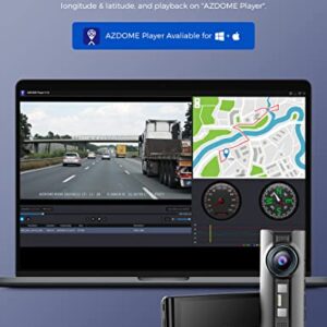 AZDOME 4K Dual Dash Cam Built-in WiFi GPS Front 4K/2.5K and Rear 1080P, with 64GB Card, Dual Dash Camera for Cars, 3.19" Display, Dashboard Camera Recorder Capacitor, Parking Mode, Support 256GB Max