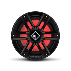 rockford fosgate m2d4-10ib color optix 10″ dvc 4-ohm infinite baffle multicolor led lighted marine subwoofer – black/stainless