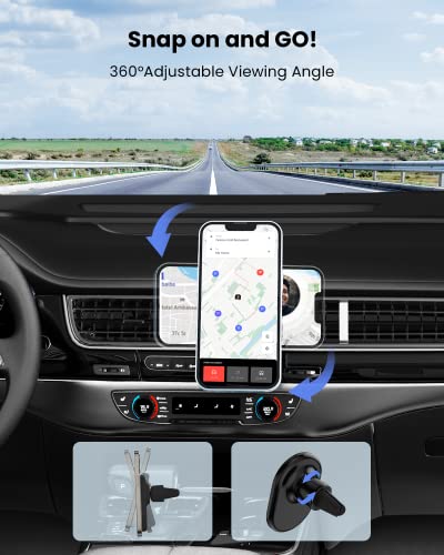 JoyGeek Magnetic Wireless Car Charger, Compatible with Mag-Safe Car Mount Charger for iPhone 14/13/12 Series, Car Air Vent Phone Holder Mount with 18W Car Charger, Black