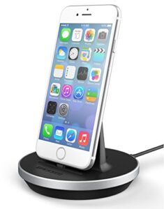 encased iphone 7 charger dock, fast charge desktop charging stand (case compatible) dockmate² mfi certified lightning charger (fully adjustable design) aluminum/black iphone 8