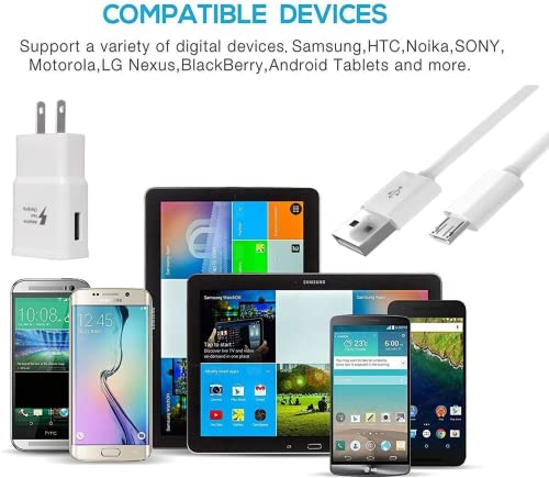 Adaptive Fast Wall Adapter Micro USB Charger for Samsung Galaxy A10s/A03/A03 Core/M02/A02/M01s/M01 Core/A01 Core/M10/A10 Bundled with UrbanX Micro USB Cable Cord 6ft Super Fast Charging Kit - 2 Items