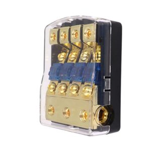 DriSentri 4 Way Fuse Holder HiFi Auto Fuse Distribution Block 60 Amp 12V Fusible Support 0 2 4 Gauge in 4/8 Gauge Out