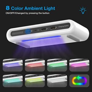 USB C Fast Charger, 4 in 1 30W Charging Station for Multiple Devices, Wireless Charger for Samsung Galaxy Phone, Watch/iPhone 14/13/12/11 Series, 3 Ports USB Hub with 7 Color Ambient Light