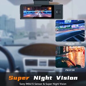 V6D Dash Cam Front and Rear,4K+1080P Dual Dash Camera for Cars,Built-in WiFi GPS Car Camera,3.18-inch Display Dashcam,170° Wide Angle Dashboard Camera Recorder, Night Vision, Parking Monitor