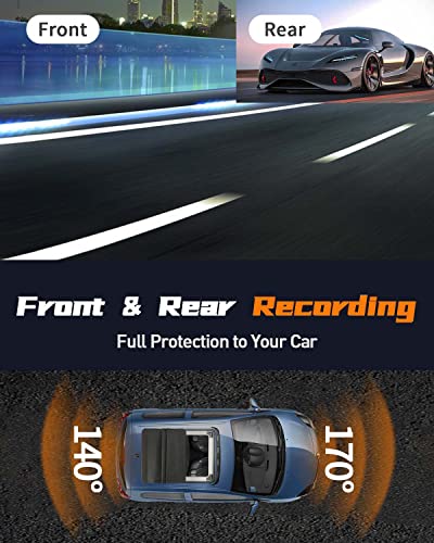 V6D Dash Cam Front and Rear,4K+1080P Dual Dash Camera for Cars,Built-in WiFi GPS Car Camera,3.18-inch Display Dashcam,170° Wide Angle Dashboard Camera Recorder, Night Vision, Parking Monitor