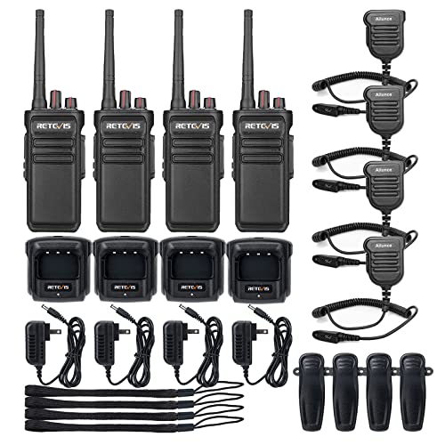 Retevis RB23 Long Range Walkie Talkies(IP67) with Mic(IP54), Adults High Power 2 Way Radios, Waterproof Dustproof, Shock Resistant, for Construction Jobsite Industrial (4 Pack)