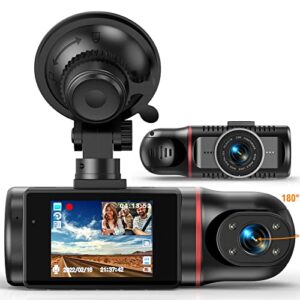 dual dash cam front and inside fhd 1080p dash camera for cars, dashcams for cars with infrared night vision, 170° wide angle car camera driving recorder for taxi, accident record, loop recording