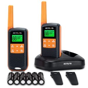 retevis rt49 walkie talkies rechargeable,ip65 waterproof two way radios for adults, noaa vox flashlight 1200mah aa battery, long range 2 way radio for outdoor hiking camping skiing(2 pack)